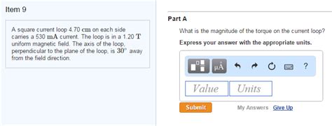Solved A Square Current Loop Cm On Each Side Carries A Chegg