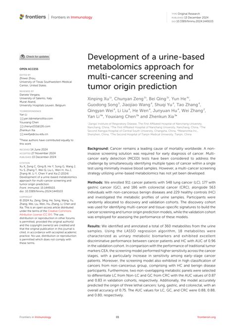 Pdf Development Of A Urine Based Metabolomics Approach For Multi