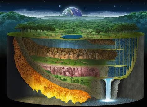 Cross Section Of Earth Subsurface Layers Stock Illustration