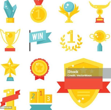 벡터 트로피 챔피언 컵 플랫 아이콘 우승자 금 상 수상 스포츠 성공 최고의 승리 황금 그림 아이콘에 대한 스톡 벡터 아트 및 기타 이미지 아이콘 Championship