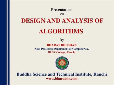 Design And Analysis Of Algorithms By Bharat Sir Ppt
