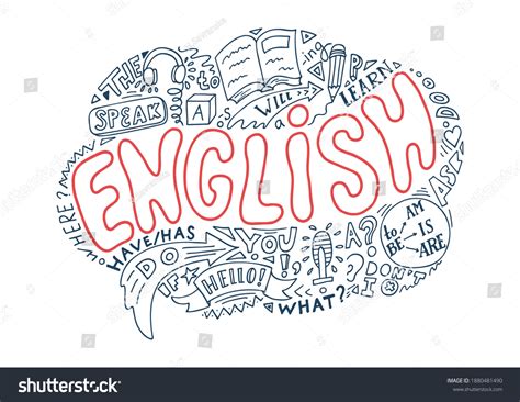 English Language Hand Drawn Pen Doodles Stock Vector Royalty Free