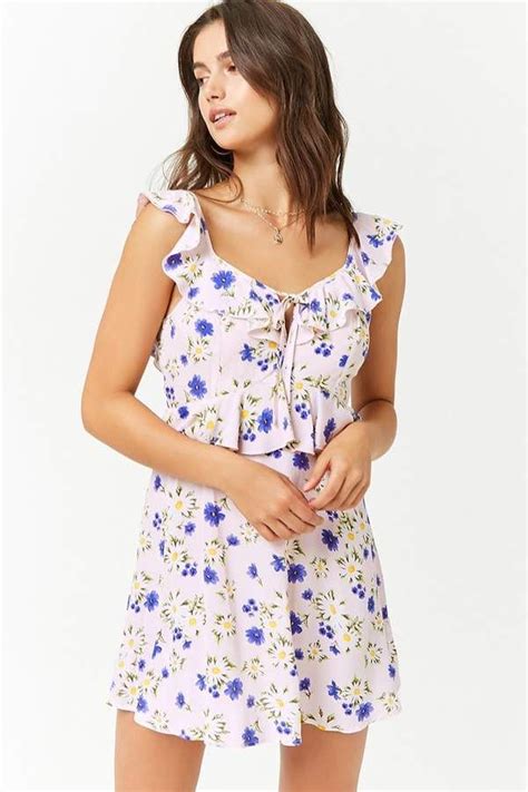 Forever 21 Floral Ruffle Trim Mini Dress Mini Dress Dress Mini Sundress