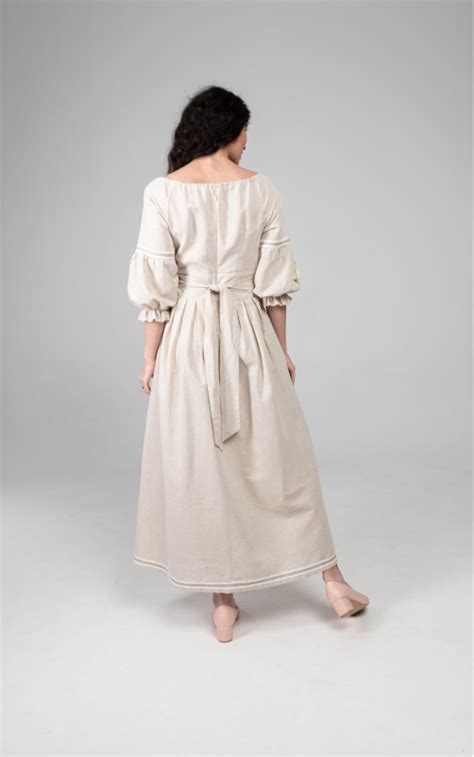 Плаття вишиванка максі бежеве Борщівські візерунки купити в інтернет магазині Синій Льон