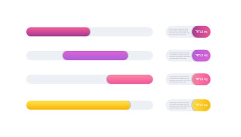 스크롤 바 다채로운 세트 텍스트 공간이 있는 웹 사이트에 대한 현대적인 디자인 흰색 배경에 격리된 벡터 그림 그래픽 사용자