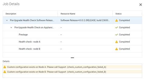 powerstore pre upgrade health check warning custom configuration