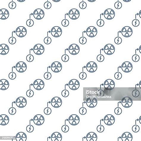 Renewable Nuclear Energy Vector Radiation Linear Seamless Pattern Stock