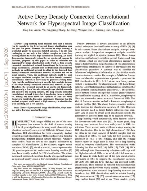 Active Deep Densely Connected Convolutional Network For Hyperspectral Image Classification Deepai