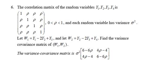 Solved 6 The Correlation Matrix Of The Random Variables