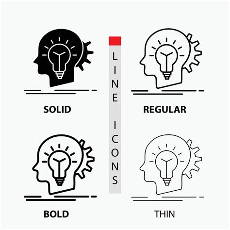 Creative Creativity Head Idea Thinking Icon In Thin Regular Bold Line And Glyph Style