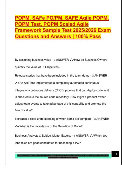 Popm Safe Po Pm Safe Agile Popm Popm Test Popm Scaled Agile Framework Sample Test 2025 2026