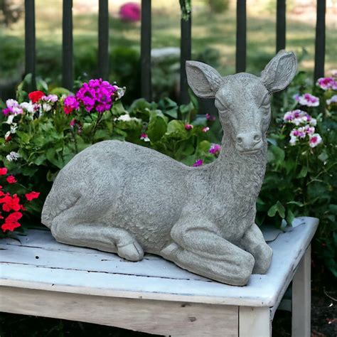 Concrete Deer Statues Etsy