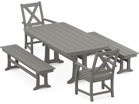 Polywood Braxton 5 Piece Dining Set With Trestle Legs Furniture Outdoor
