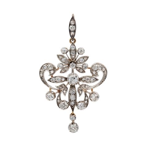 Late Victorian Diamond Broochpendant In A Fitted Box Antiker Schmuck