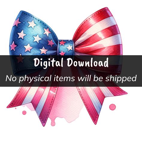 Patriotic Bow Png Bundle American Flag Clipart Digital Download Etsy