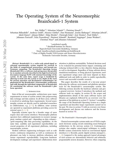 Pdf The Operating System Of The Neuromorphic Brainscales 1 System