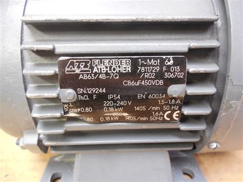 Atb Flender Atb Loher Motor Ab63 4b 7q Ab634b7q 240v 0 18 Kw 1405 Min