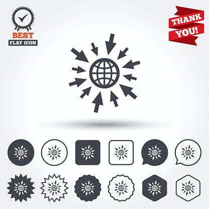 Go To Web Icon Globe With Mouse Cursors Stock Vector Royalty Free FreeImages