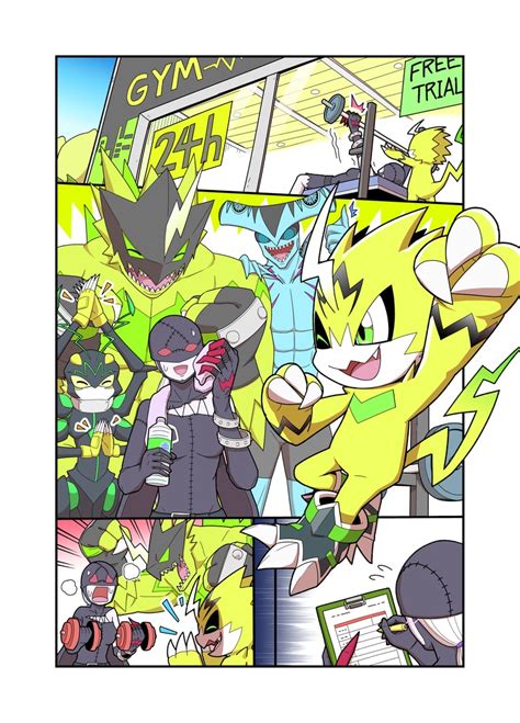 Ladydevimon Pulsemon Bulkmon Exermon Swimmon And 1 More Digimon Drawn By Narome And Levy