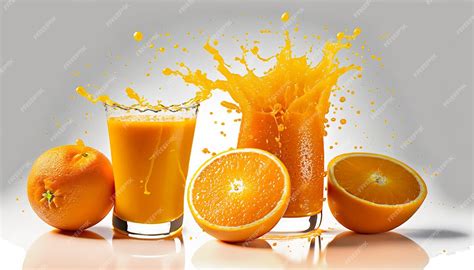 Jugo De Naranja Con Salpicaduras De Fruta De Naranja Foto Premium