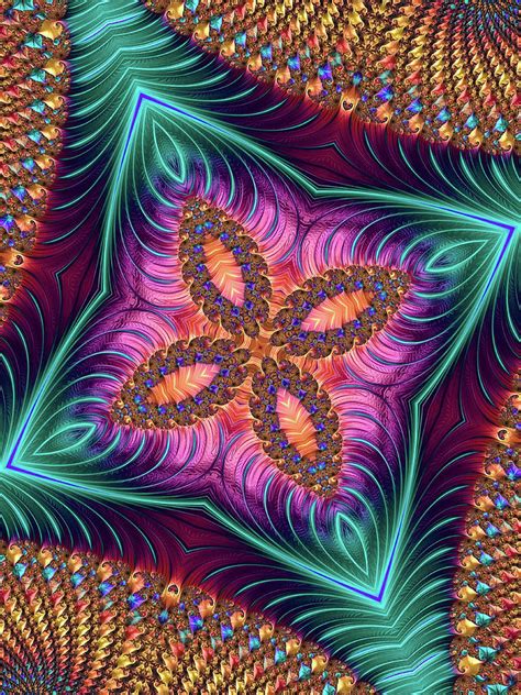 Kaleidoscope Art Orange Purple Cyan Painting By Matthias Hauser Fine