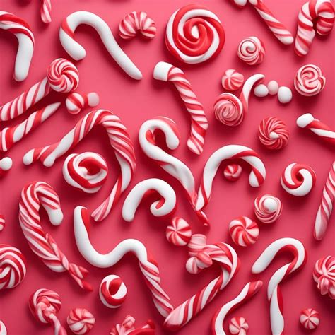 Premium Ai Image Christmas Candy Canes Pattern On Pink Background Flat Lay Top View