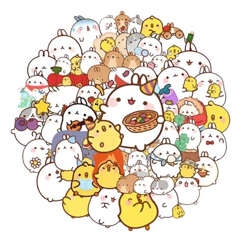 Pack De Stickers Calcomanias Molang 50 Unidades Molang Y Piu Piu Molang