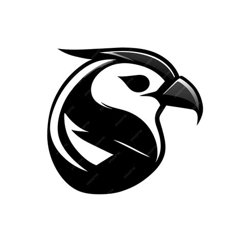 Simple Falcon Logo Black And White Vector Illustration Cartoon