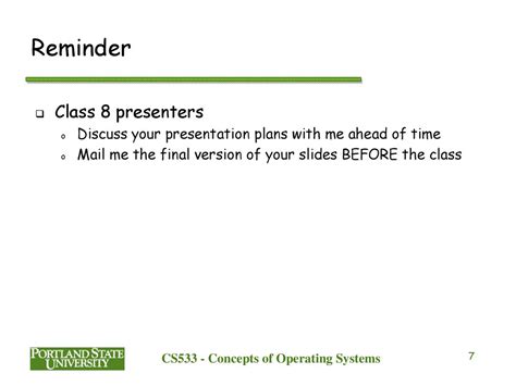 cs533 concepts of operating systems class 7 ppt download