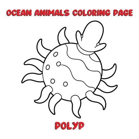 Premium Vector Black And White Cartoon Illustration Of Cute Polyp