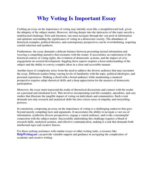 Why Voting Is Important Essay Pdf Essays Healthy Diet