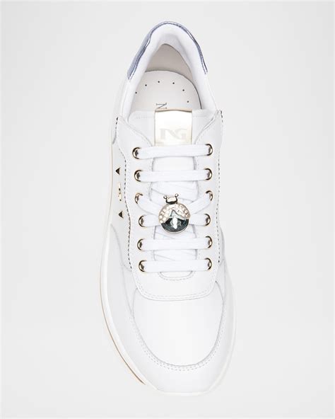 Nerogiardini Leather Jeweled Low Top Sneakers Neiman Marcus