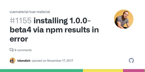 Installing 100 Beta4 Via Npm Results In Error · Issue 1155 · Vuematerialvue Material · Github