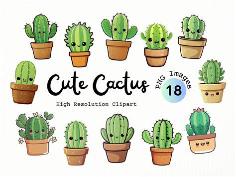 Cute Cactus Clipart Happy Cactus Clip Art Kawaii Cactus Cute Cacti Happy Plants Dessert