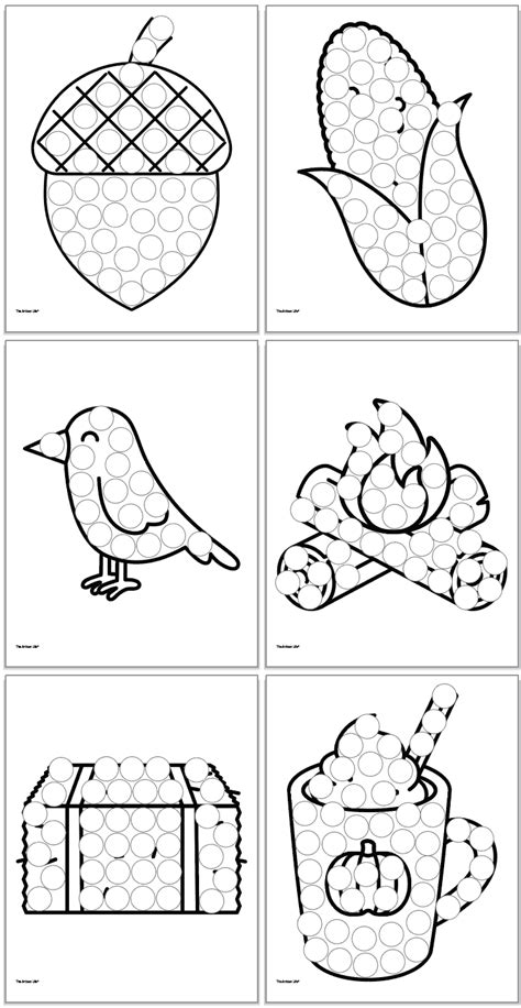 Free Printable Do A Dot Coloring Pages Fall