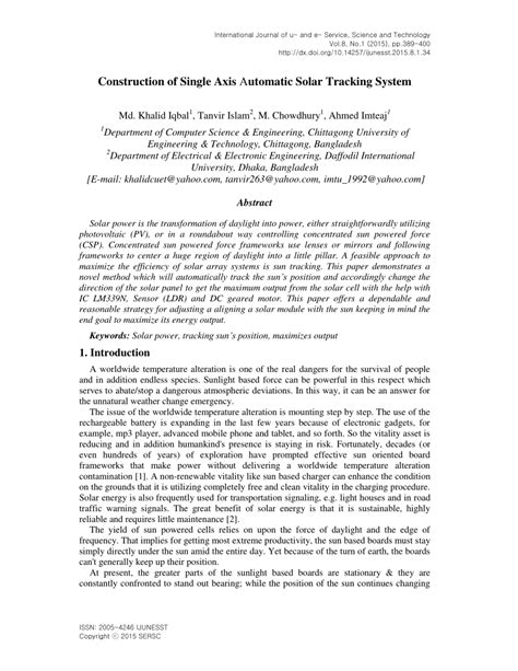 Pdf Construction Of Single Axis Automatic Solar Tracking System