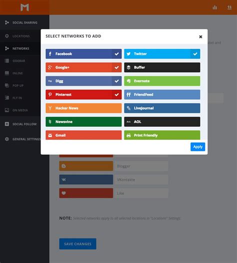 adding and managing social networks in monarch elegant themes