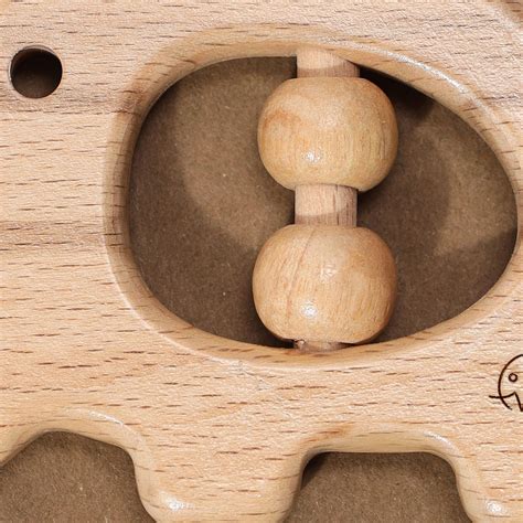 Natural Beech Wood Elephant Teether Furr Balls