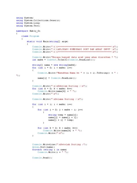 Program Using Using Using Using Namespace Class Static Void String Pdf
