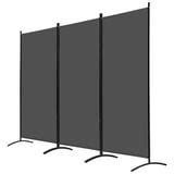 Zeny Room Divider 3 Panel Folding Partition Metal Frame Freestanding Fabric Room Panel Privacy