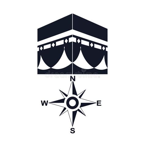 Vector Art Of The Kaaba A Sacred Cubeshaped Structure In Mecca With A Compass Pointing Towards