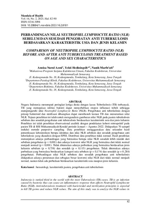 Pdf A Comparison Of Neutrophil Lymphocyte Ratio Nlr Before And