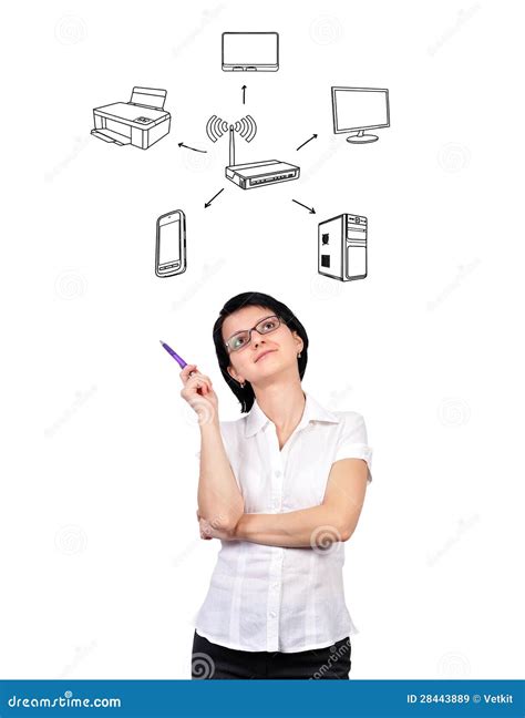 Scheme Wi Fi Stock Image Image Of Lady Computing Drawing 28443889