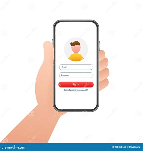 Sign In To Account User Authorization Login Authentication Page Concept Smartphone With Login