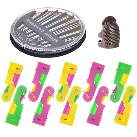 Wesievya 1 Set Needle Threading Device Assorted Color Sewing Tools