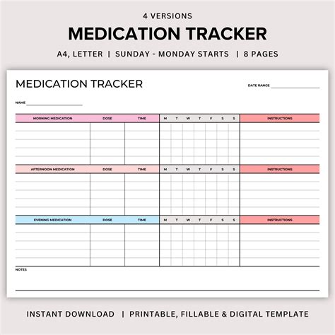 Prescription Tracker Free Medication List Templates For Patients And