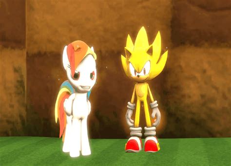 Super Sonic And Super Rainbow Dash By Equestianracer On Deviantart