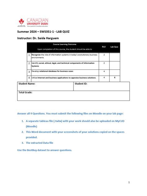 Su24 Sws351 1 Lab Quiz Pdf Software Information Technology Management