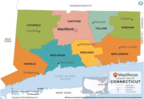 Connecticut Counties Map American Map Store