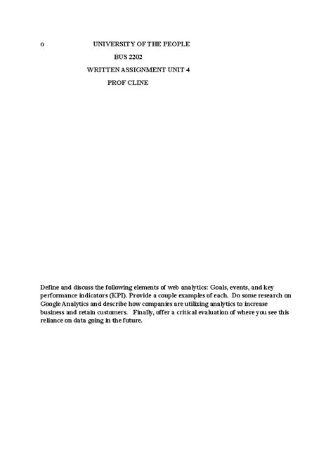 Bus 2202 Written Assignment Unit 4 O University Of The People Bus